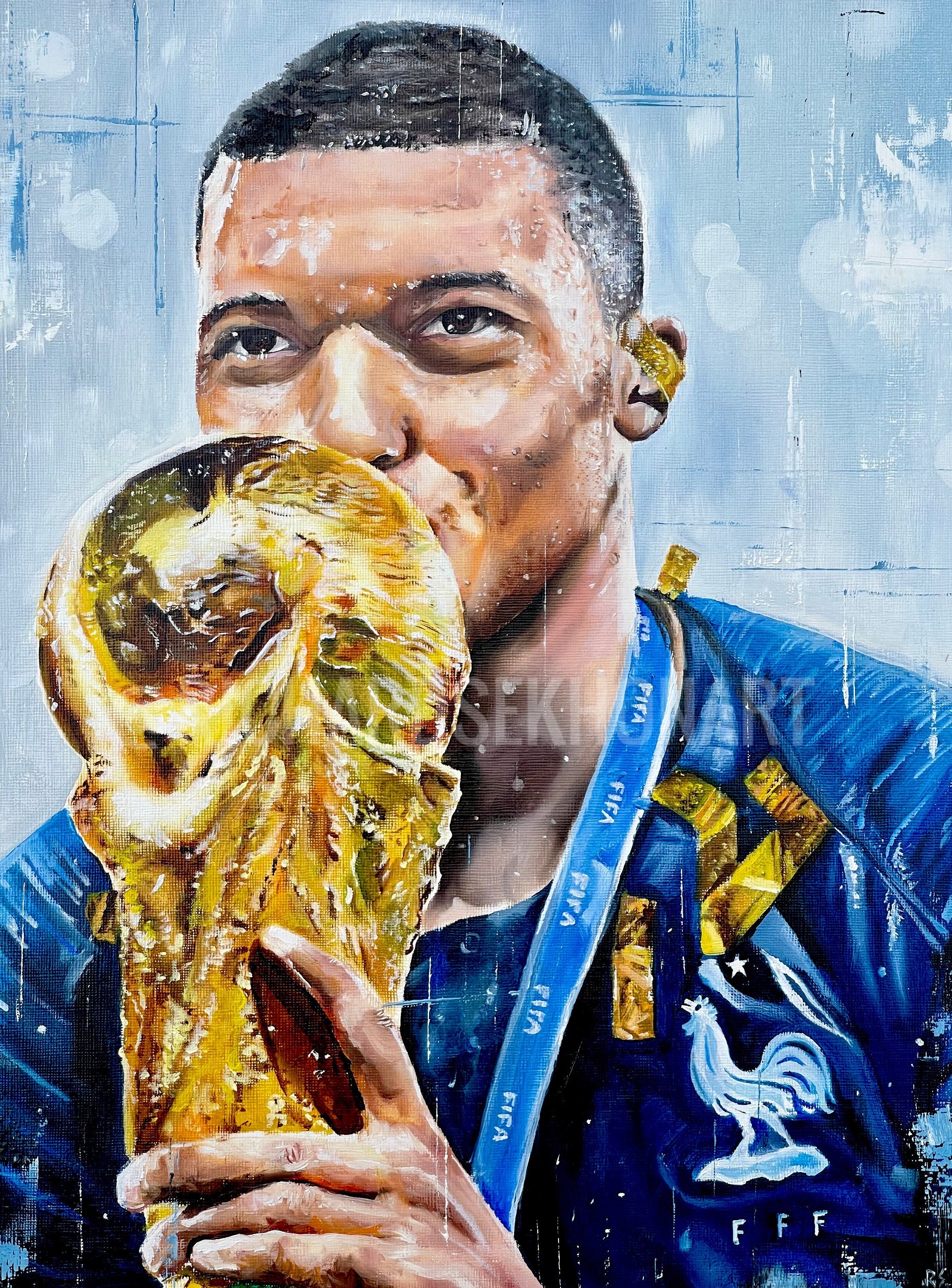 Retrato original de Kylian Mbappé Óleo - Etsy España
