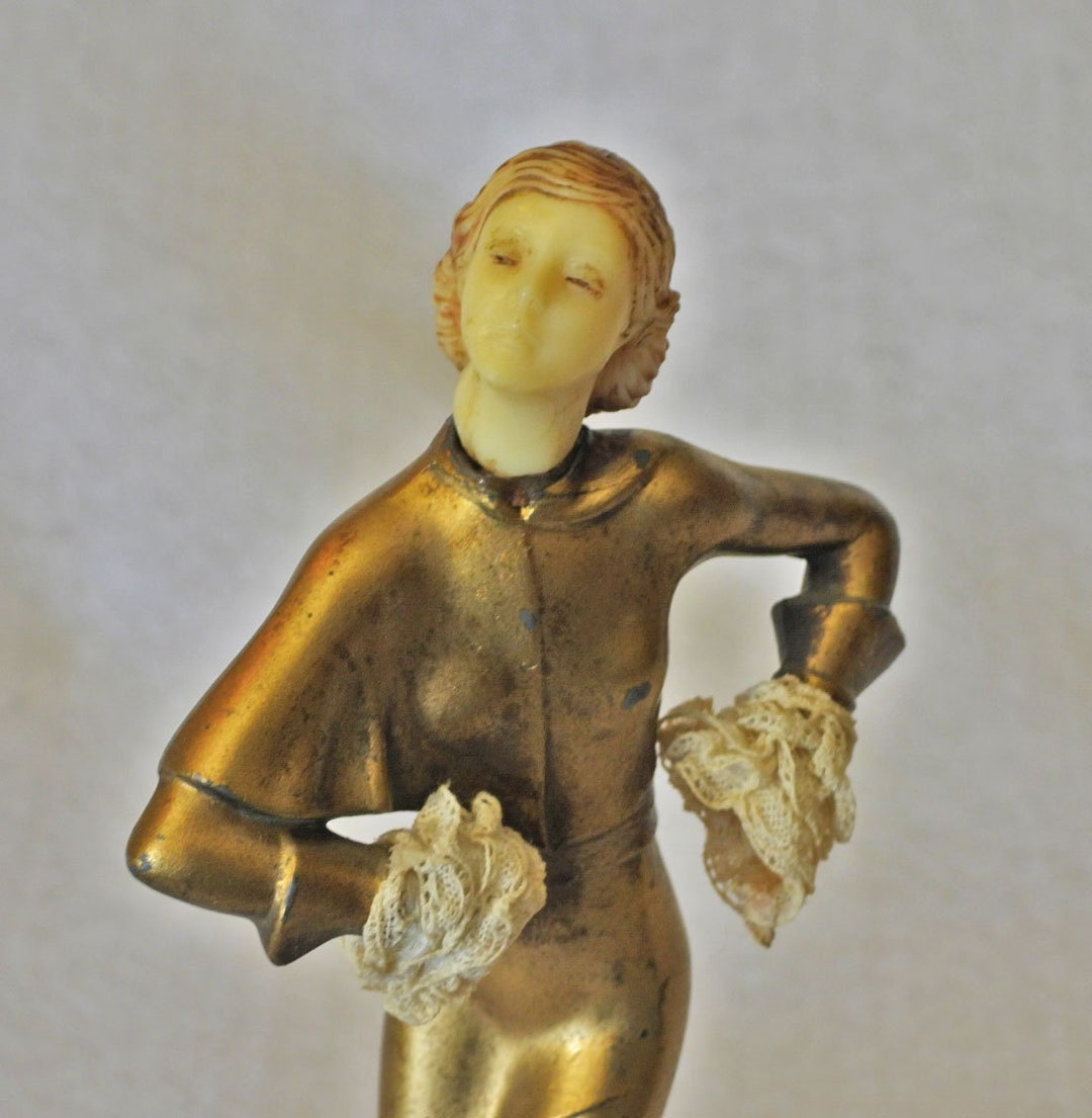 Deco Dancing Lady With Gold Outfit and Ivorene Face and Wristlets, on ...