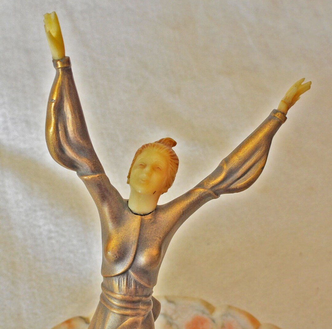 Deco Dancing Figure With Ivorene Face & Hands. Exultant Posture, on ...