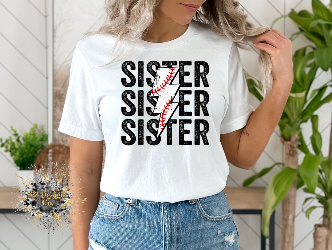 Sister Baseball DTF, Sister Baseball Lightning Bolt Dtf, Sports Sister ...