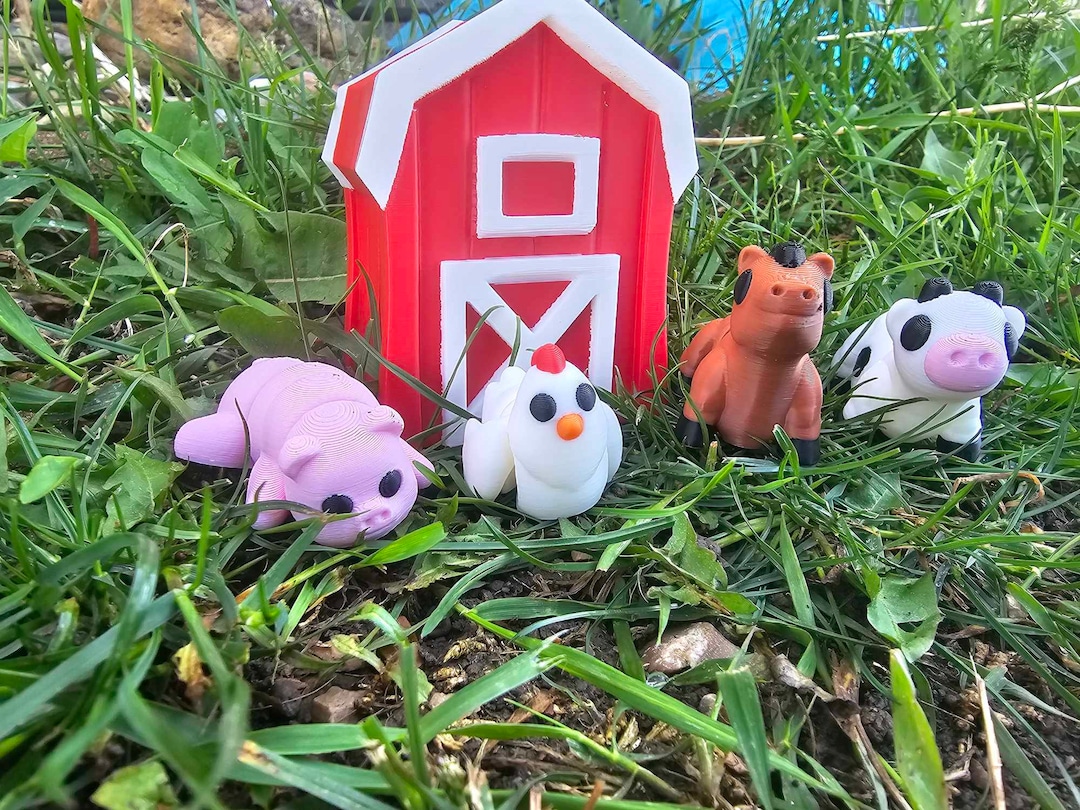 Mini 3d Printed Animal Barnyard Set, Mini Articulated Animals, 3d ...