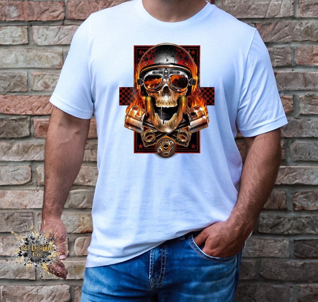 Motorcycle DTF, Men's Skull Dtf, Ready to Press Transfer, Men's ...
