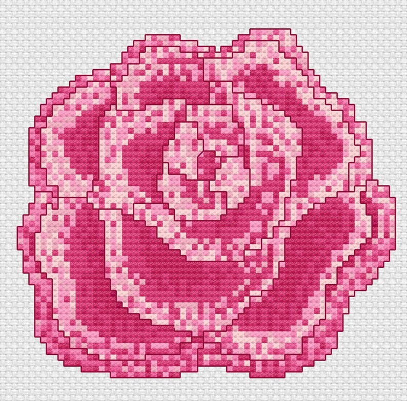 Pink Rose Cross Stitch Pattern Stitchery Glittery Fun Cross - Etsy