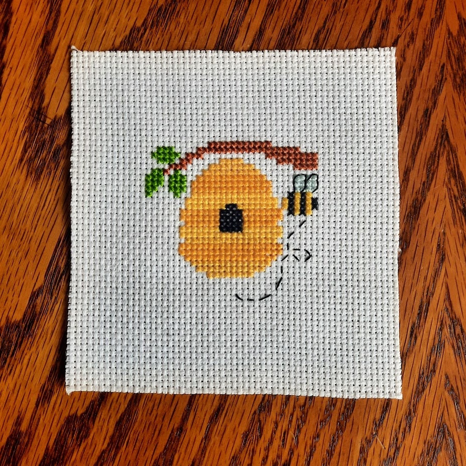 Finished Cross Stitch Beehive With Bee for DIY Projects - Etsy
