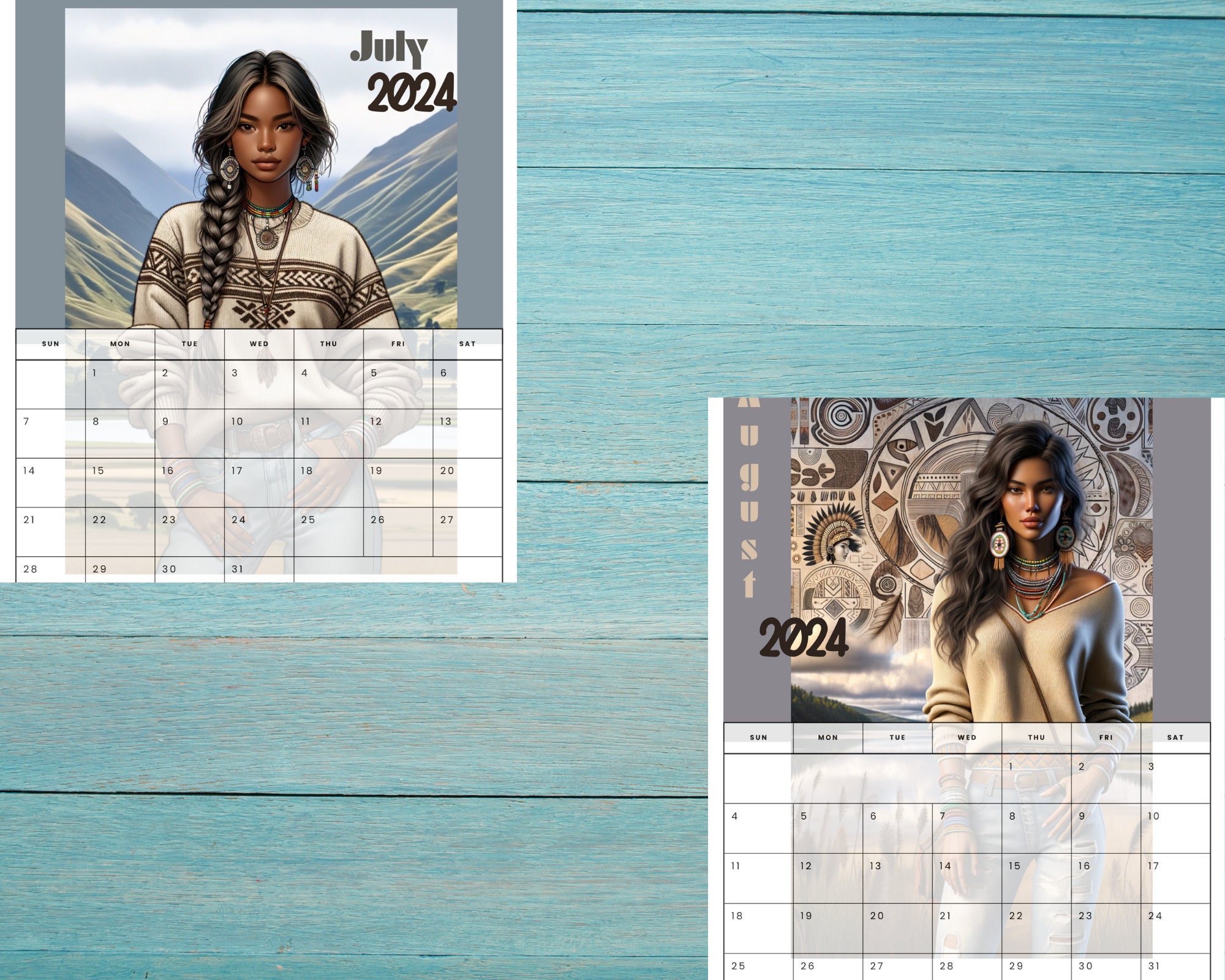 2024 Printable Calendar Beautiful Indigenous Women Indigenous Ladies ...
