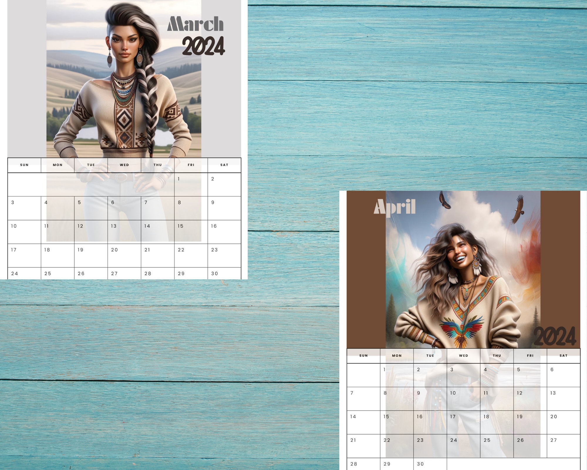 2024 Printable Calendar Beautiful Indigenous Women Indigenous Ladies ...