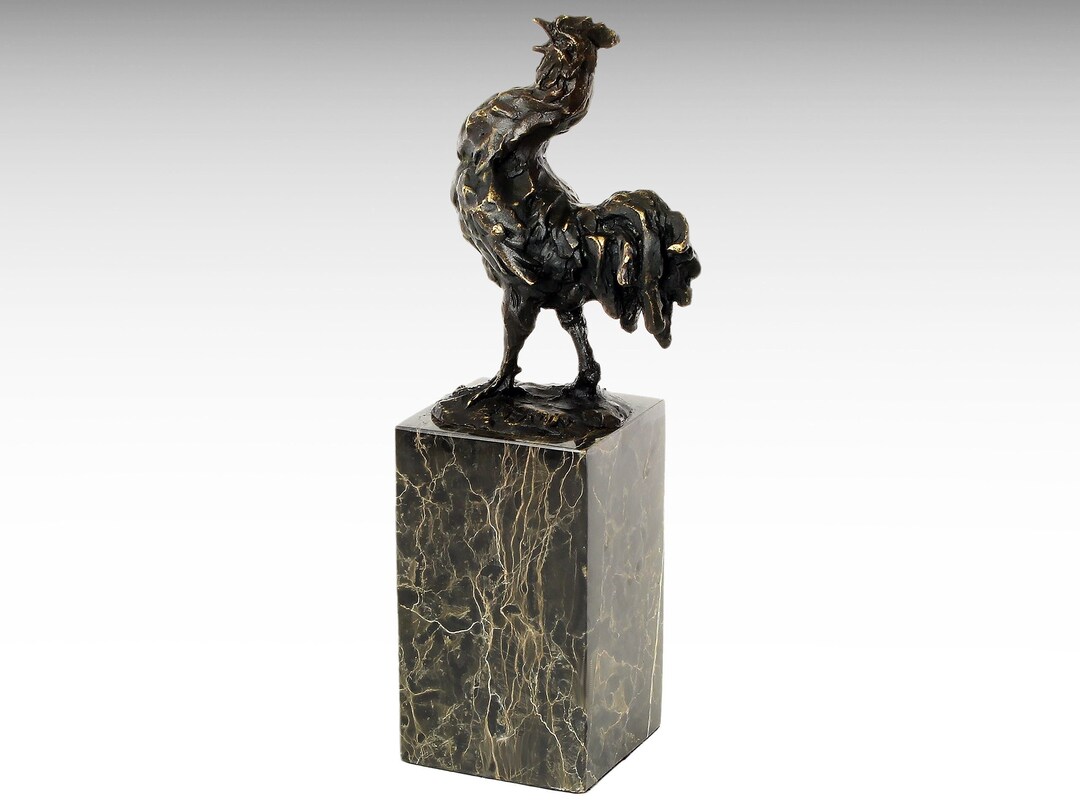 Bronze Rooster Statue, Rooster Crowing Bronze Sculpture, Modern Bronze ...