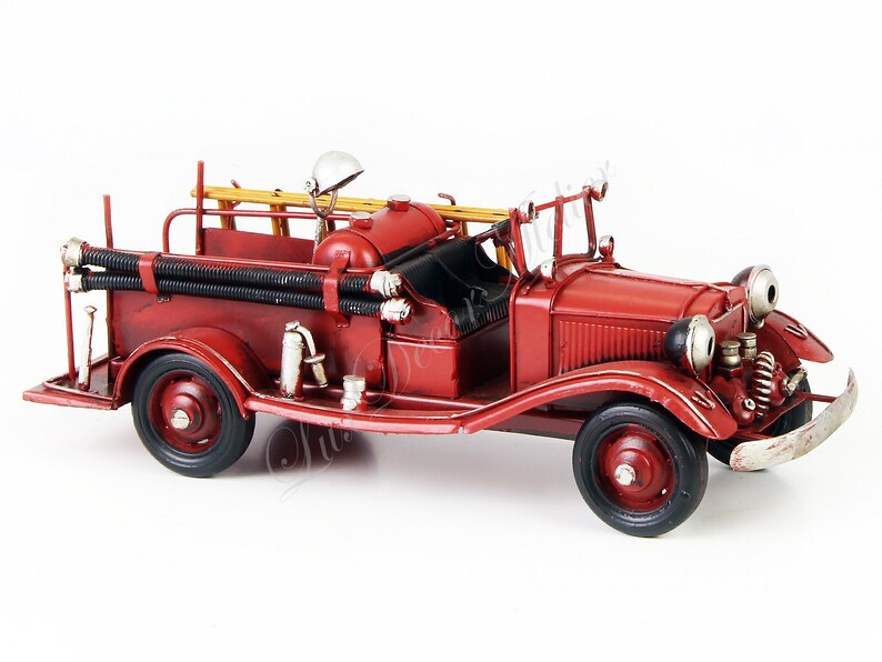 Red Fire Engine Car Metal Model Vintage Fire Truck Fire - Etsy