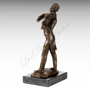 Violinist Bronze Sculpture, Bronze Statue of Violin Player on Marble ...