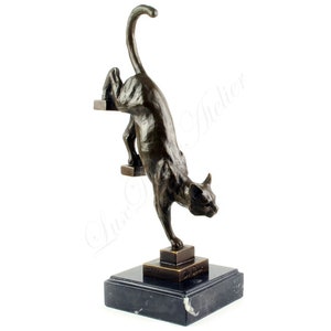 Bronze Sculpture of Cat Walking Down the Stairs, Bronze Cat Statue on ...