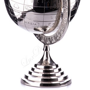 Large Metal Globe World Map, Silver Color World Globe on Stand ...