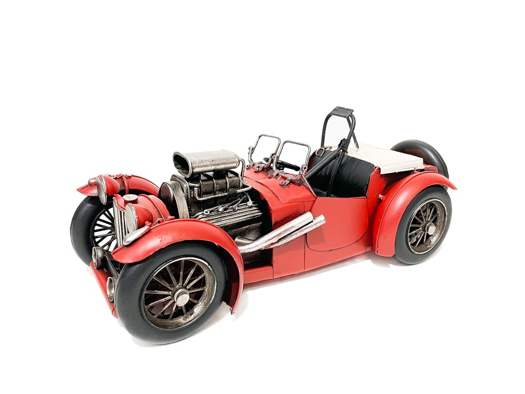 Metal Race Car Model Home Decor, Vintage Toy Red Classic Car With ...