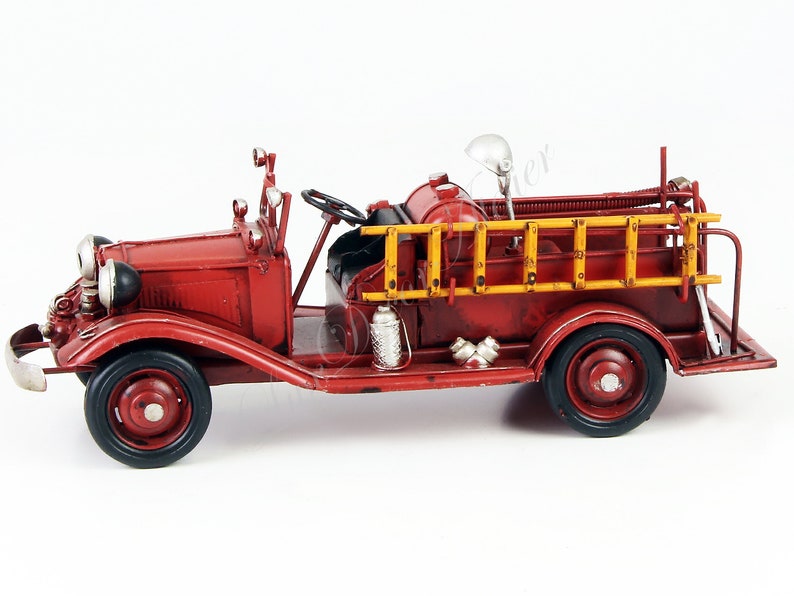 Red Fire Engine Car Metal Model Vintage Fire Truck Fire - Etsy