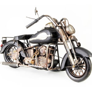 XL Large Black Motorcycle Metal Model, Chooper Motorbike Vintage Toy ...
