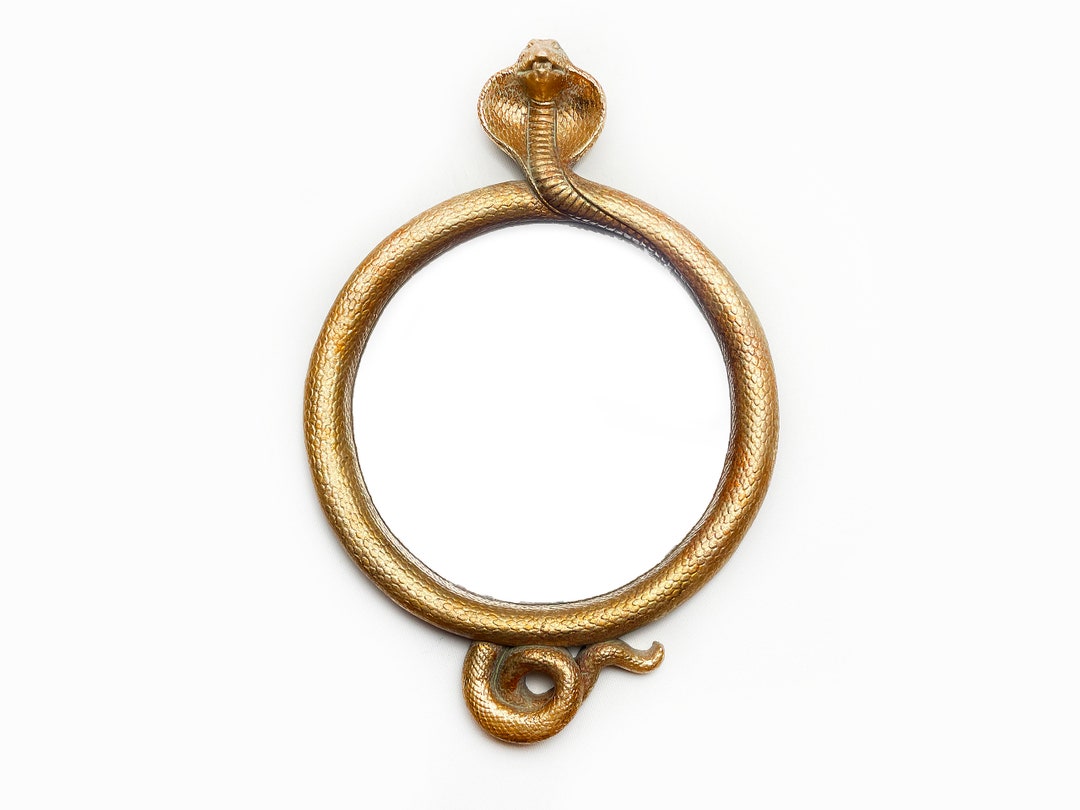 Golden Frame Round Mirror Wall Mirror With Snake Ornament, Funky Home ...