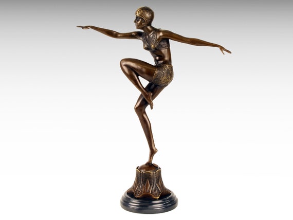 Large Bronze Sculpture of Female Dancer on Marble Base - Etsy