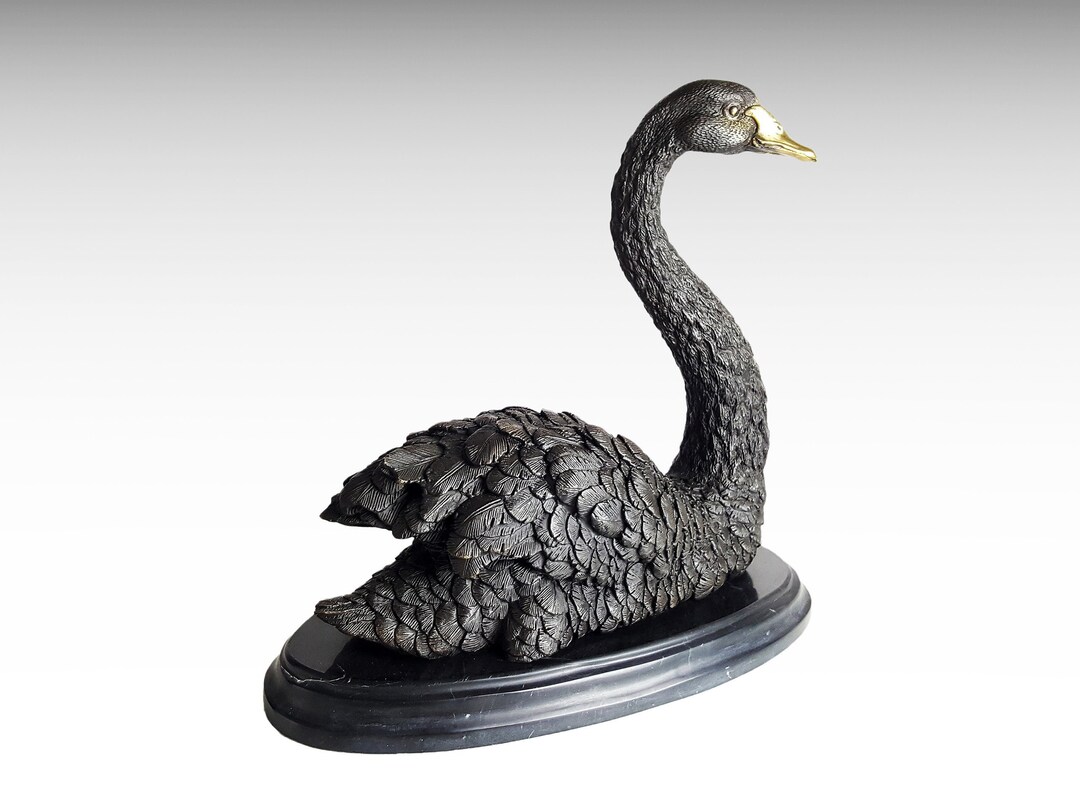 Large Bronze Swan Statue Bronze Sculpture, Art Deco Bird Animal ...
