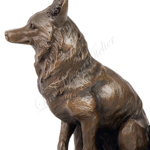 Sitting Fox Bronze Sculpture, Bronze Statue on Marble Base, Fox ...