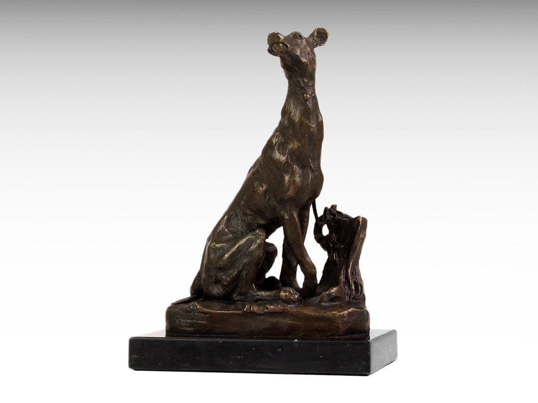 Bronze Statue of Dog on Marble Base Bronze Dog Statue Sitting - Etsy