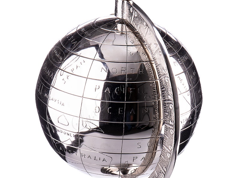 Large Metal Globe World Map Silver Color World Globe on Stand - Etsy ...