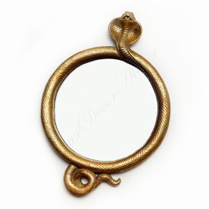 Golden Frame Round Mirror Wall Mirror With Snake Ornament, Funky Home ...