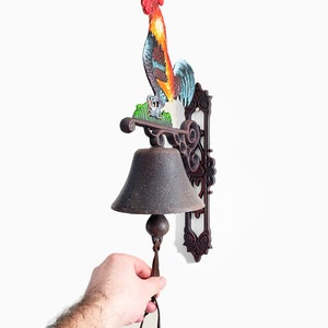 Cast Iron Bell With Rooster Garden Decor Outdoor Wall Decor, Hand ...