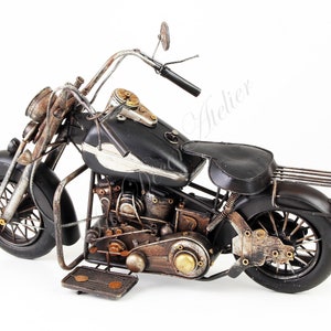 XL Large Black Motorcycle Metal Model, Chooper Motorbike Vintage Toy ...
