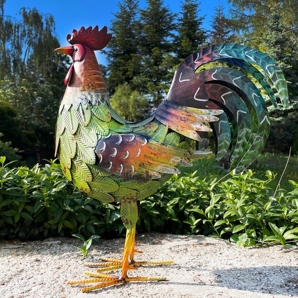 Outdoor Metal Rooster Sculpture - Etsy