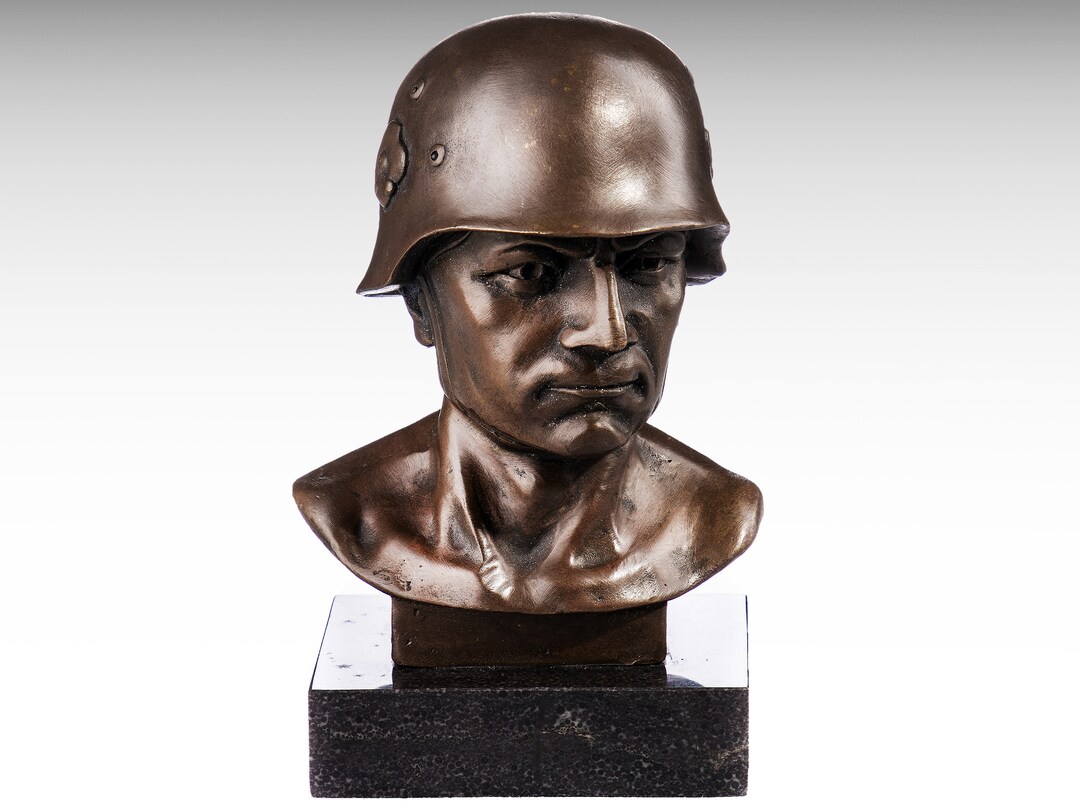 Bronze Sculpture of Soldier Bust, Modern Art Bronze Statue on Marble ...