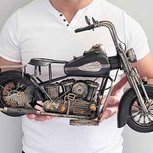 XL Large Black Motorcycle Metal Model, Chooper Motorbike Vintage Toy ...