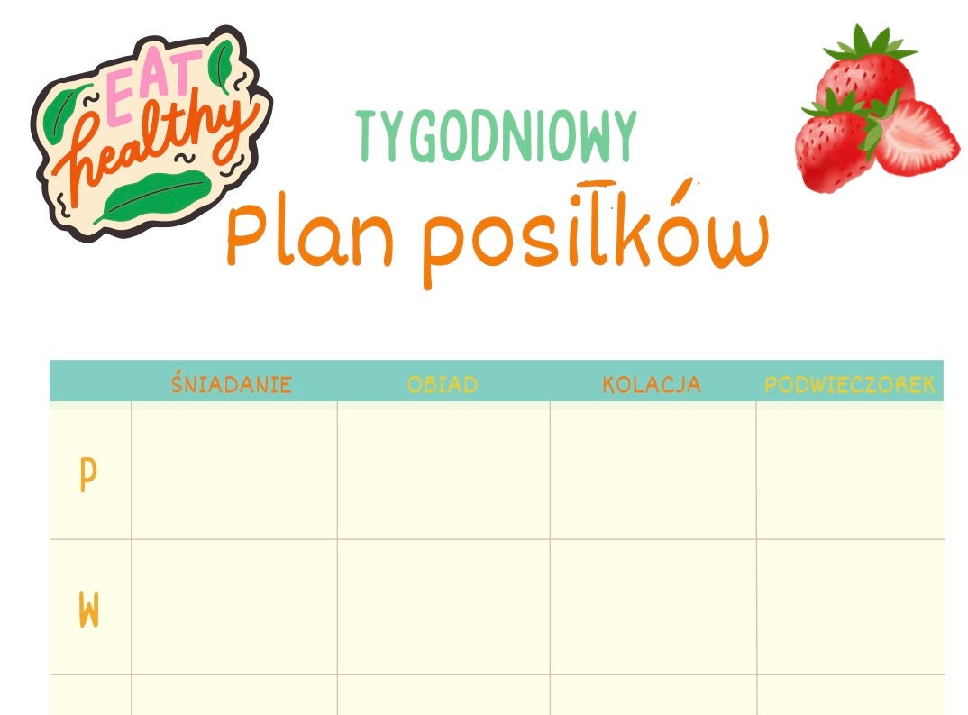 Tygodniowy Plan Posilkow 20 Stron Printablr - Etsy