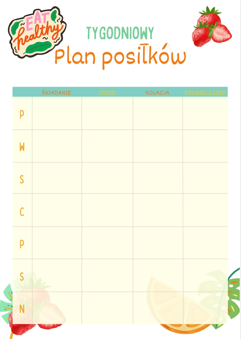 Tygodniowy Plan Posilkow 20 Stron Printablr - Etsy