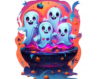 Pastel Halloween Clipart, Cute Ghosts, Pumpkins, Rainbow, Cute ...