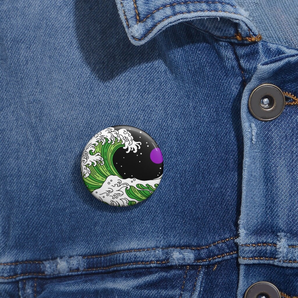 Aroace Pin Button Japanese Wave Art Aro Ace Gift Discreet - Etsy