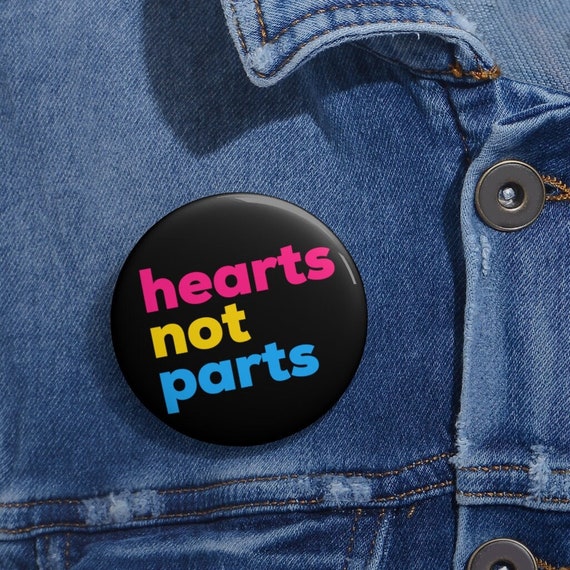 Hearts Not Parts Pansexual Pin Pan Flag Colors Button LGBTQ - Etsy