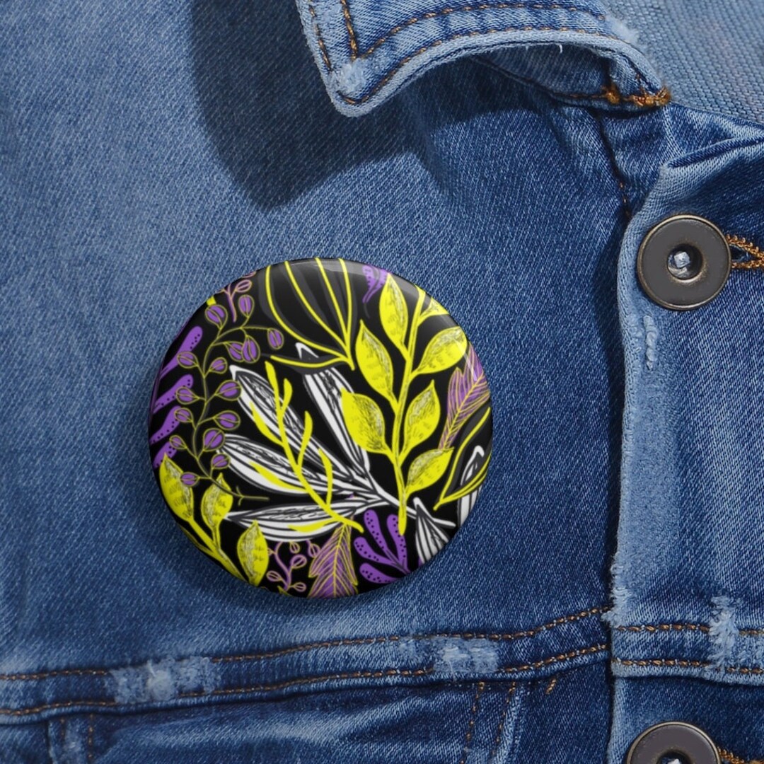 Non Binary Pin Button, Abstract Enby Art Gift, Nonbinary Present, Cute ...