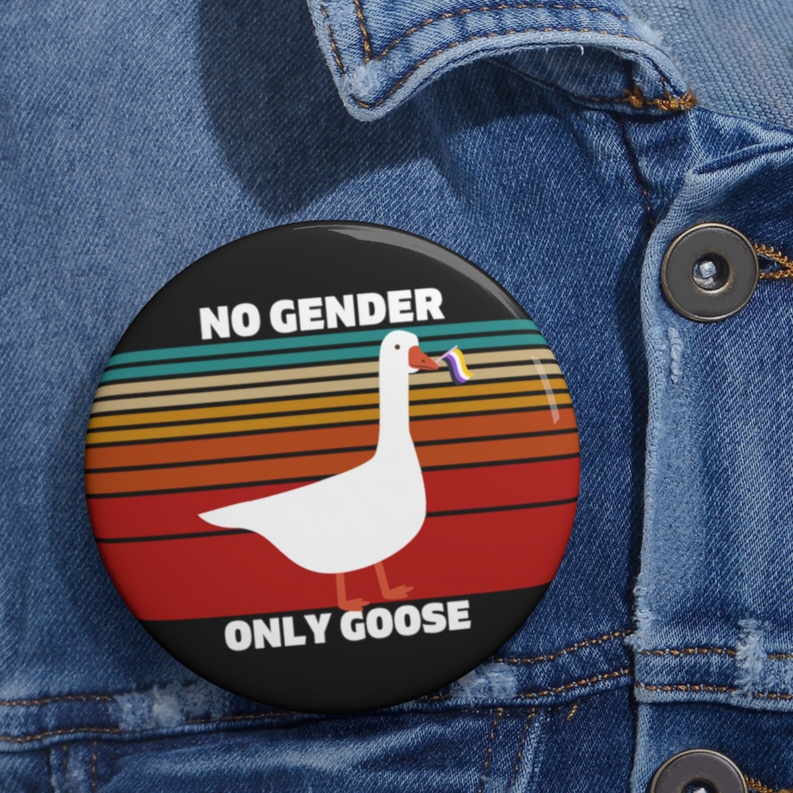 Non Binary Pin Button, No Gender Only Goose, NB Flag Gift, Nonbinary ...