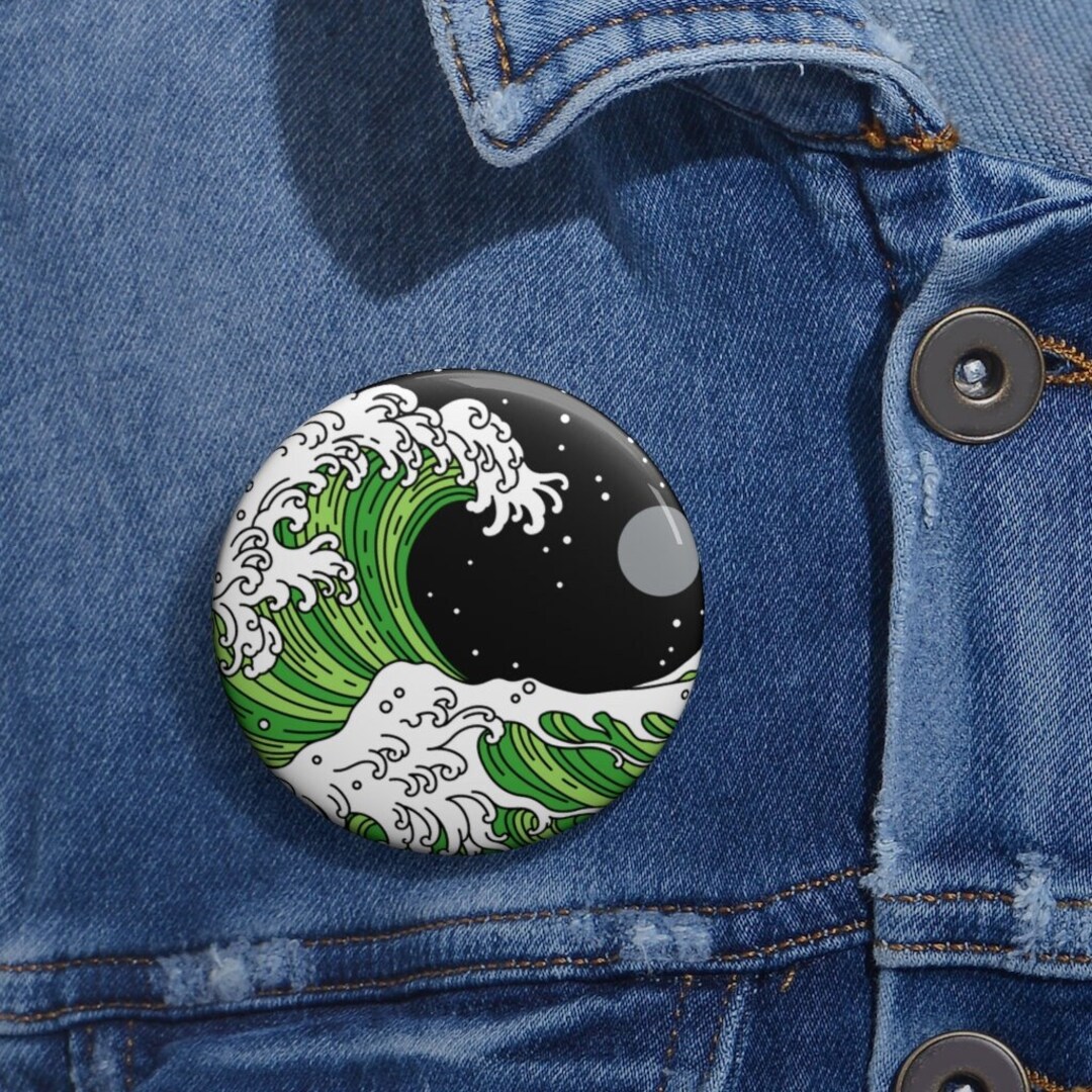 Aromantic Pin Button, Japanese Wave Gift, Aro Asian Art, Discreet ...