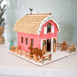 Barn [gingerbread Template] With Horses - Etsy