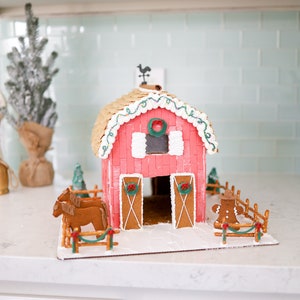 Barn [gingerbread Template] With Horses - Etsy