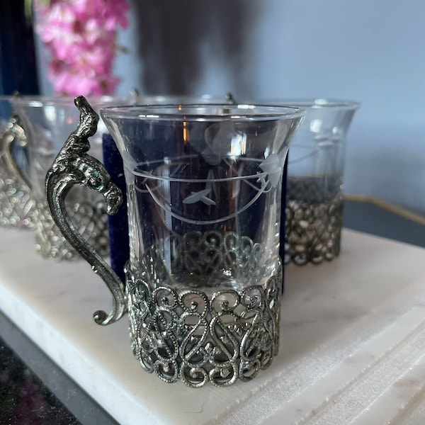 Vintage Tea Glass Metal Holder - Etsy