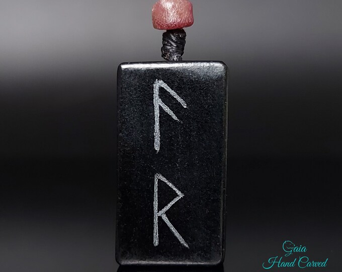 Viking Runes Stone Pendant, Runes Symbol Necklace, Jade Carving ...