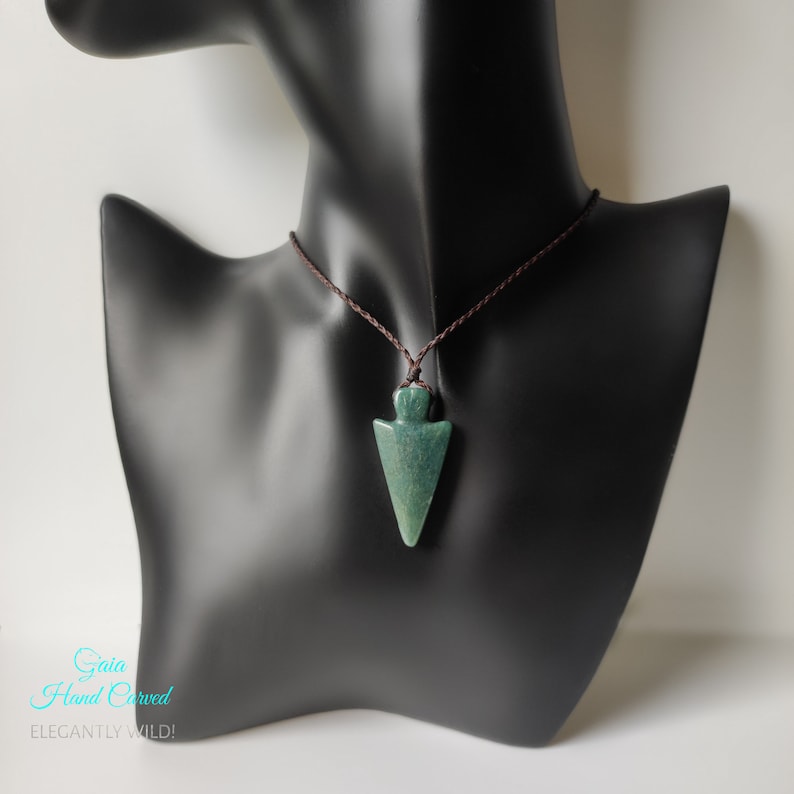 Jade Arrowhead Necklace, Stone Spearhead Pendant, Blue Jade Pendant ...