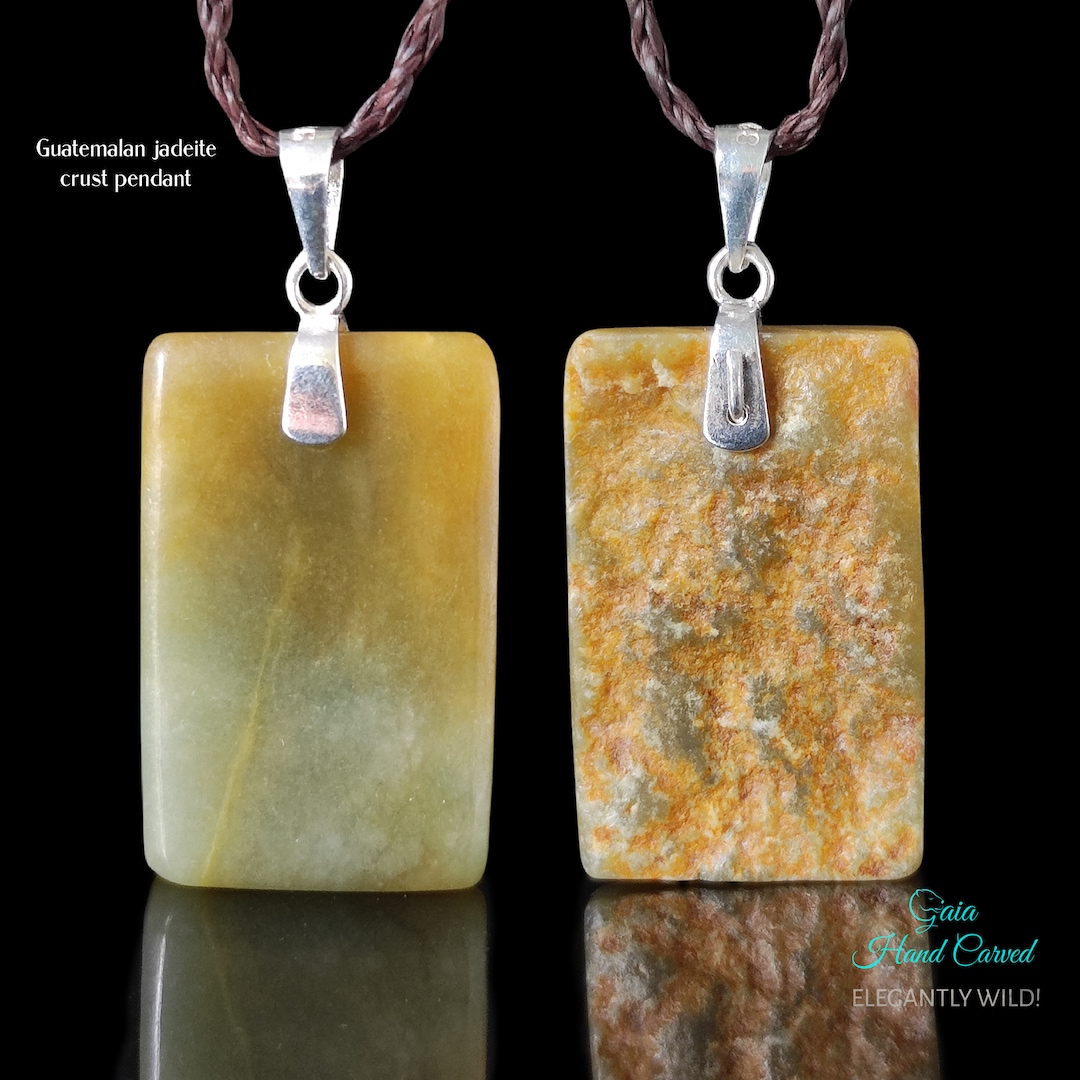 Orange Jadeite Necklace, Guatemalan Jadeite Pendant, Crust Jadeite ...