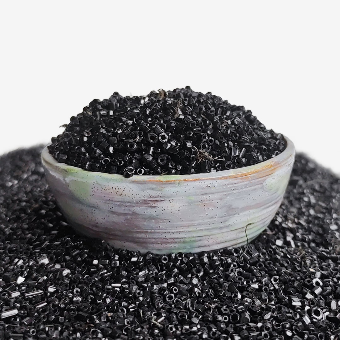 Glass Victorian Era Beads, Like Jet Beads From Antique Dress, Black Jet ...