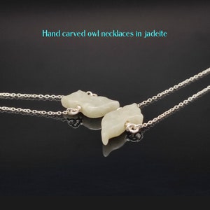 Jade Owl Pendant, Minimalist Owl Gift for Women, Owl Necklace Sterling ...