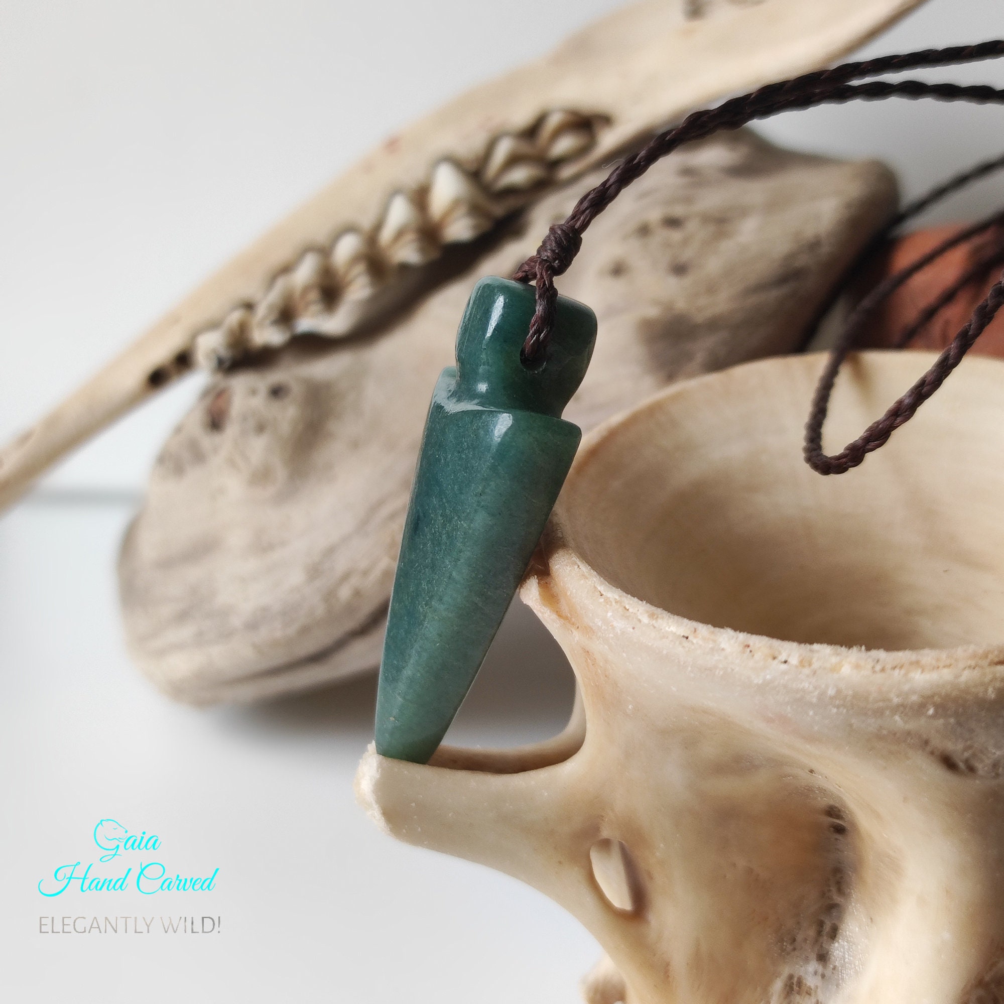 Jade Arrowhead Necklace, Stone Spearhead Pendant, Blue Jade Pendant ...