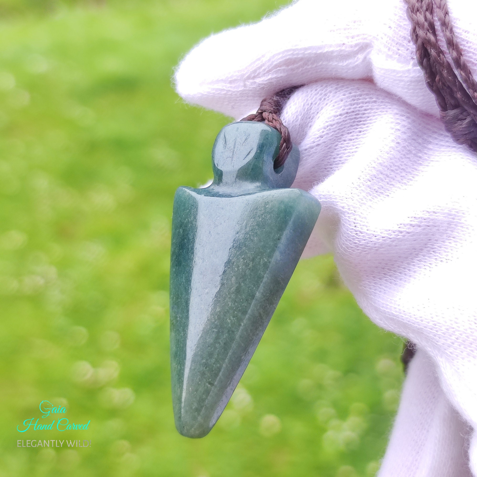 Jade Arrowhead Necklace, Stone Spearhead Pendant, Blue Jade Pendant ...