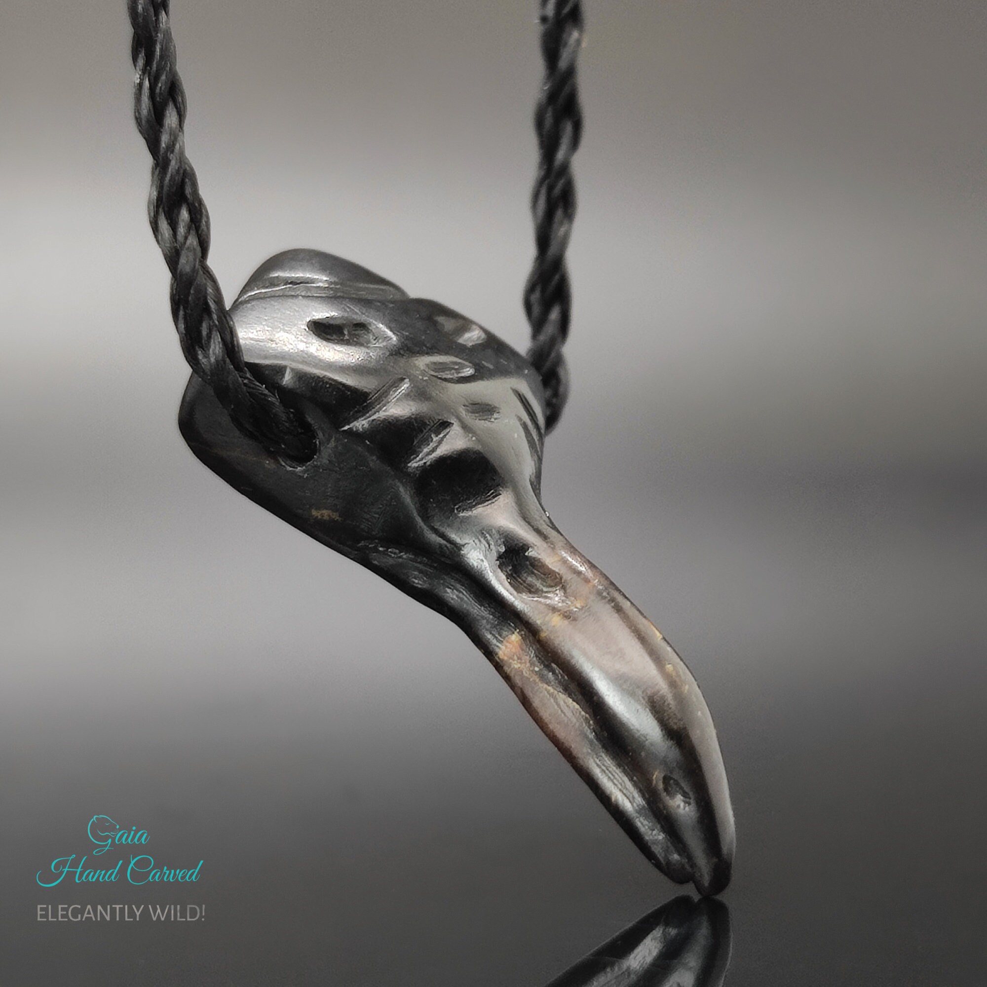 Raven Skull Necklace, Viking Raven Pendant, Carving Stone Crow ...