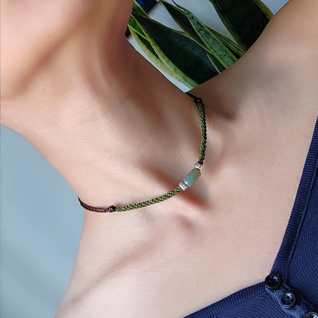 Guatemalan Jade Pendant, Jade Bead Choker, Jadeite Surfer Style Pendant ...